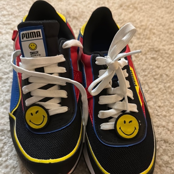 Shoes | Puma Smiley Face Sneakers Black Red Blue Yellow | Poshmark